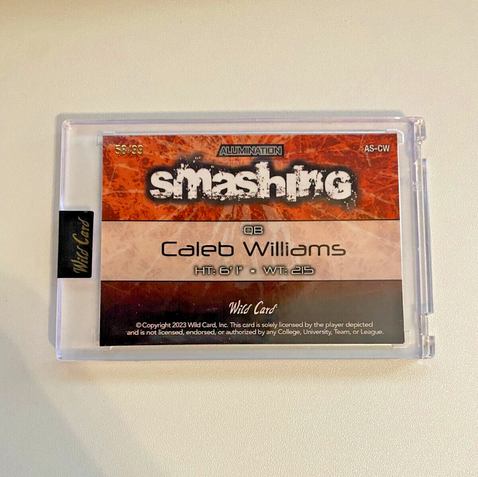 CALEB WILLIAMS 2023 WILD CARD ALUMINATION #ASCW SMASHING ORANGE 58/99 ...