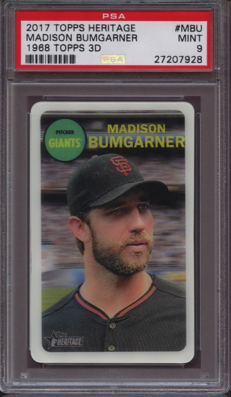 2017 Topps Heritage 1968 Topps 3d MBU Madison Bumgarner PSA 9 Mint | eBay