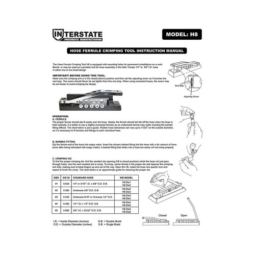 Interstate Pneumatics H8-KIT Heavy-Duty Bench Crimper (H8) with ...
