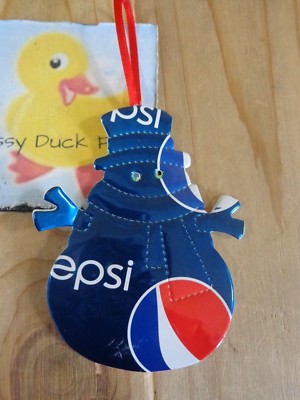 Snowman Ornament 4" Pepsi Logo Pop Soda Can Aluminum and Foam Blue ...