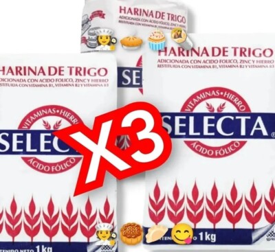 3 Pack Selecta Wheat Flour 1kg each Para Esquisitas,Deliciosa Tortillas ...