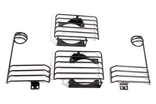 LAND ROVER DEFENDER LAMP GUARD VEHICLE SET OF 4 STEEL FINISHED IN BLACK ...