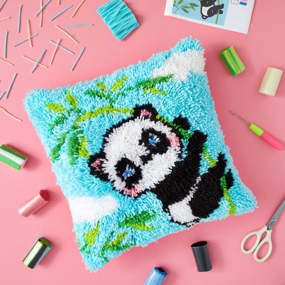 5-Piece Panda Latch Hook Kit for Adults Kids Beginners, DIY Crafts, 16 ...