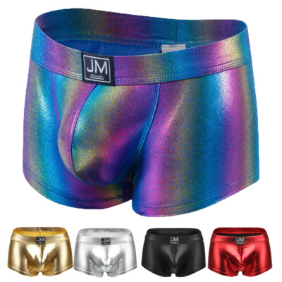 Jockmail Men Wet Look Leather Trunks Underwear Shorts Boxer Briefs ...