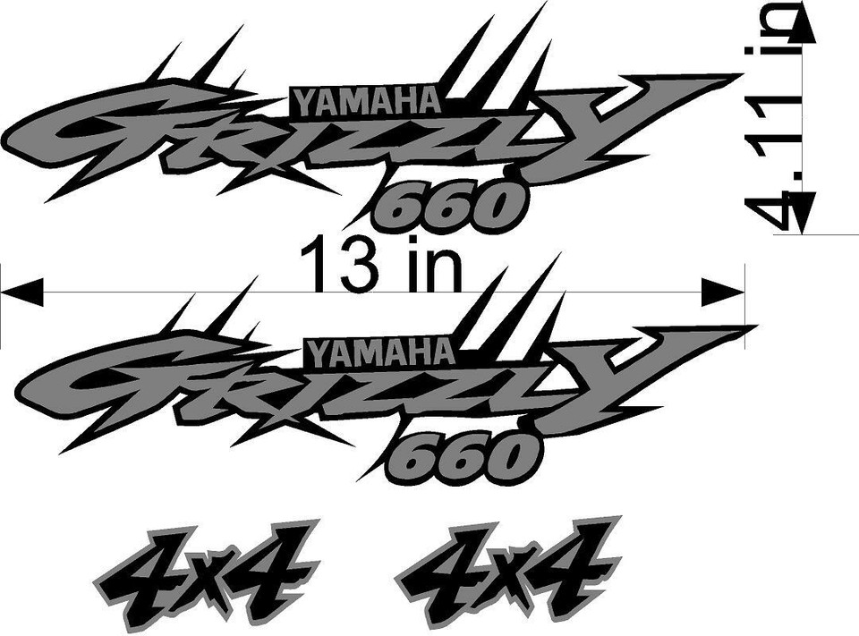 Yamaha Grizzly 4x4 660 Edition ATV Tank Decal Sticker kit Custom Silver ...