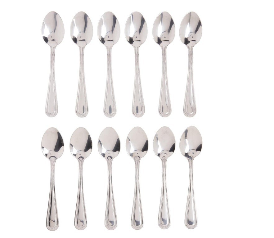 Commercial 12 Piece Dots Teaspoon Set 18-0 Silver Stainless Steel ...