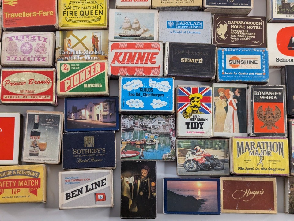 Vintage Matchbox Collection Lot of Approx 154 Empty Match Boxes Various ...