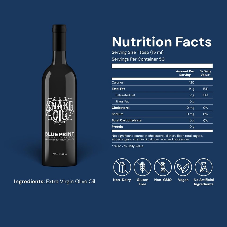 Blueprint by Bryan Johnson Olive Oil – Snake Oil- High Polyphenol Extra ...