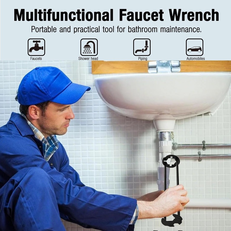 Multifunctional Sink Wrench Set, 2-Pack Basin and Faucet Wrench Tool ...