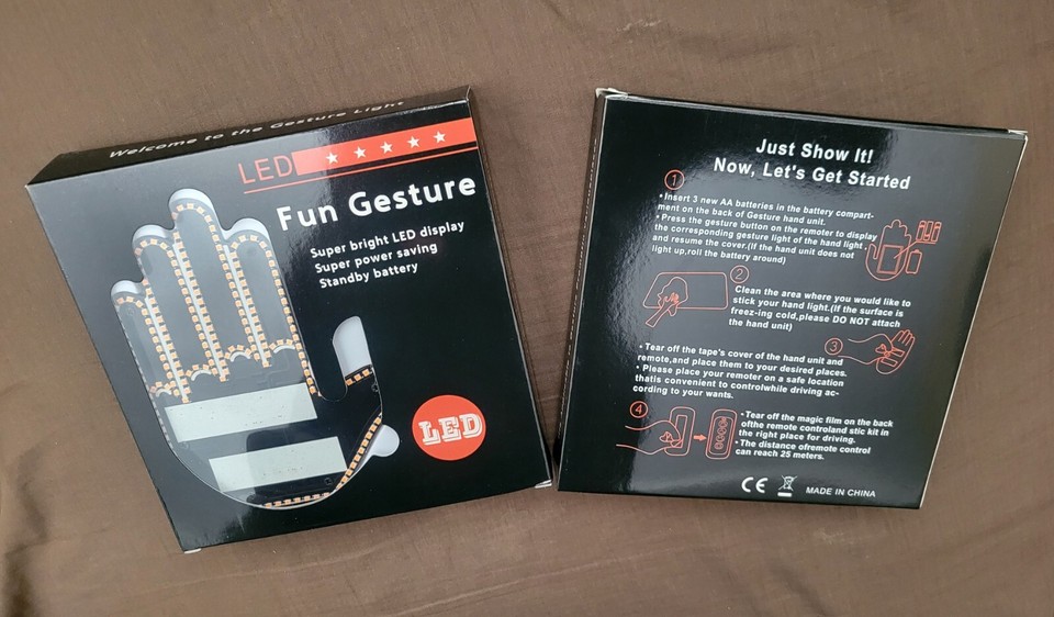 Fun Finger Hand Gesture LED Light with Remote Car Window Sign Hand ...