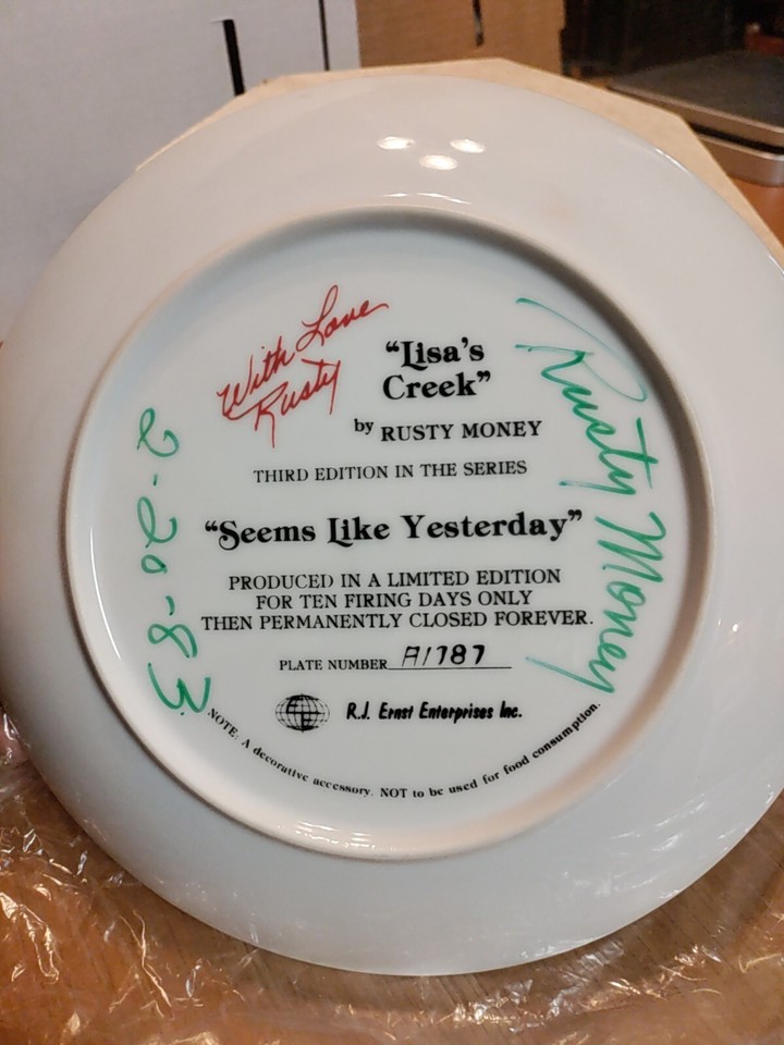 Lisa's Creek Rusty Money Collector's Plate Autographed Hand Signed by ...