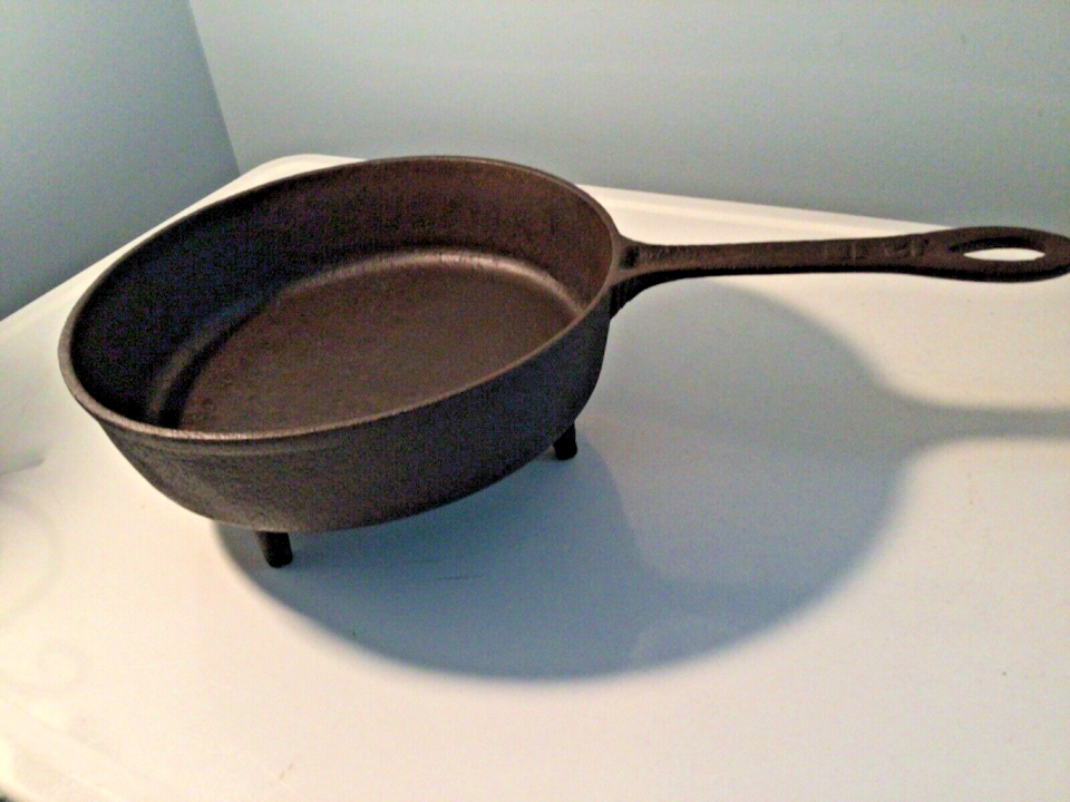 1800s Primitive 12" Open Fire CAST IRON COOKING SKILLET PAN, Footed ...
