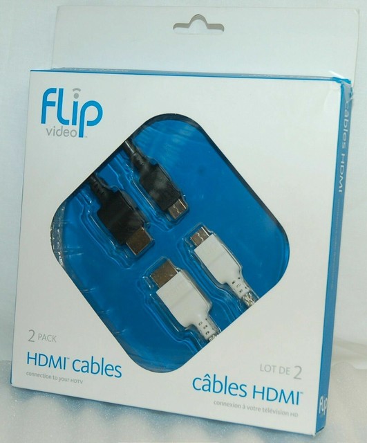 Flip Video 2 Pack HDMI Cables Audio Video 1080p HDTV 6.5ft 2m Length ...