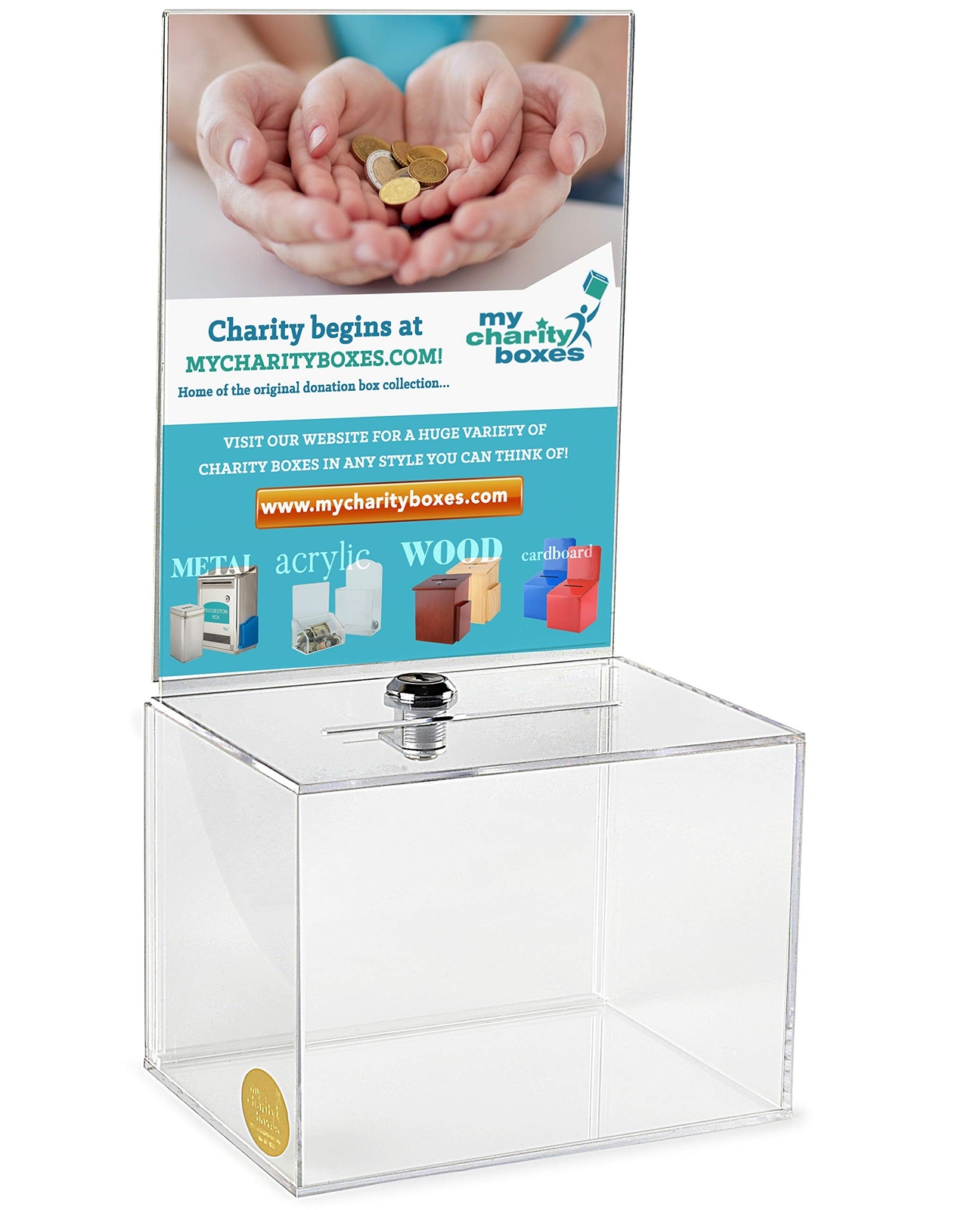 Acrylic Charity Donation Ballot Box Fundraising Coin Collection Tip Box ...
