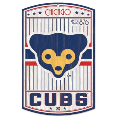 CHICAGO CUBS MLB COOPERSTOWN EST. 1876 GAME ROOM FAN CAVE 11"x17"WOOD ...