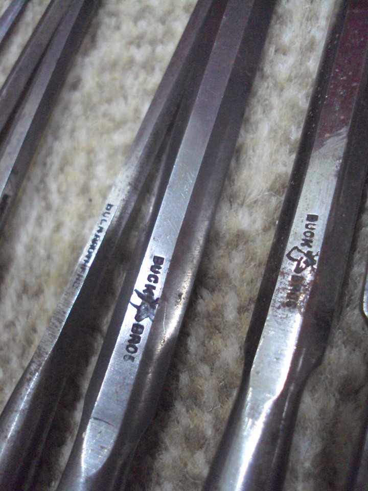 8 VINTAGE CHISEL LOT CHARLES BUCK BROS D R BARTON US ESTATE WOOD ...