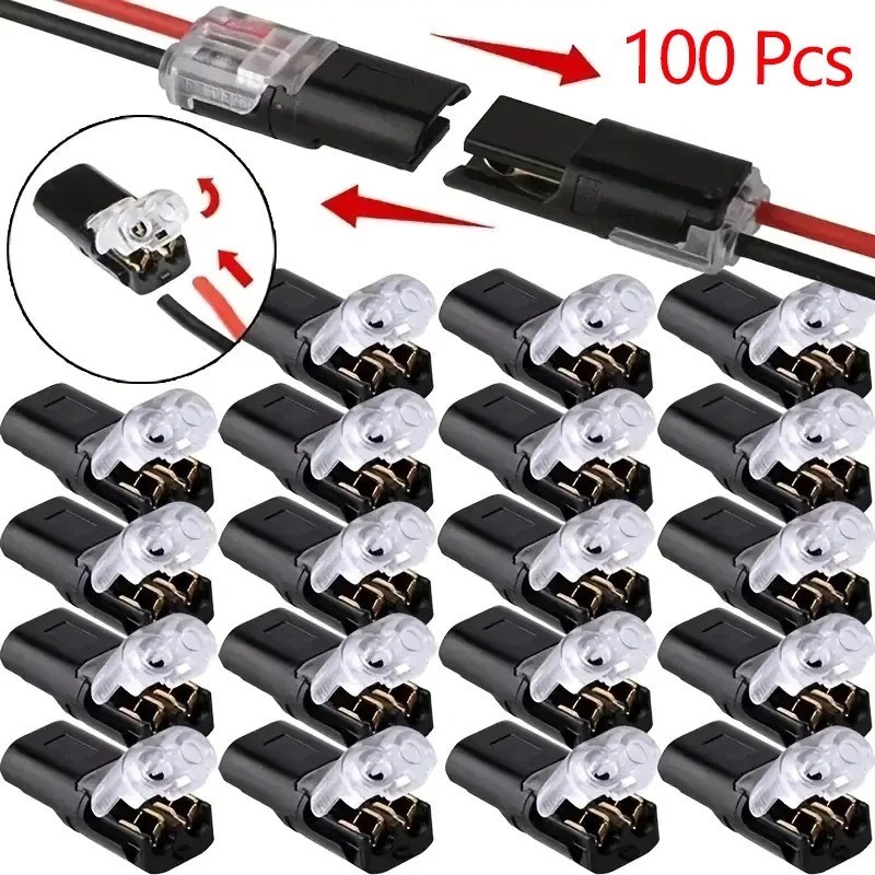 100X Double-Wire Plug-in Connector with Locking Buckle Pluggable Wire ...