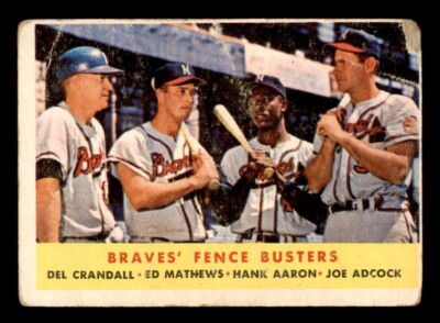 1958 Topps Baseball #351 Braves' Fence Busters Matthews Aaron PR | eBay