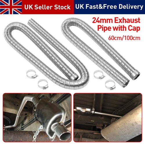 60/100cm Stainless Steel 24mm Air Diesel Exhaust Pipe w/ Cap For ...