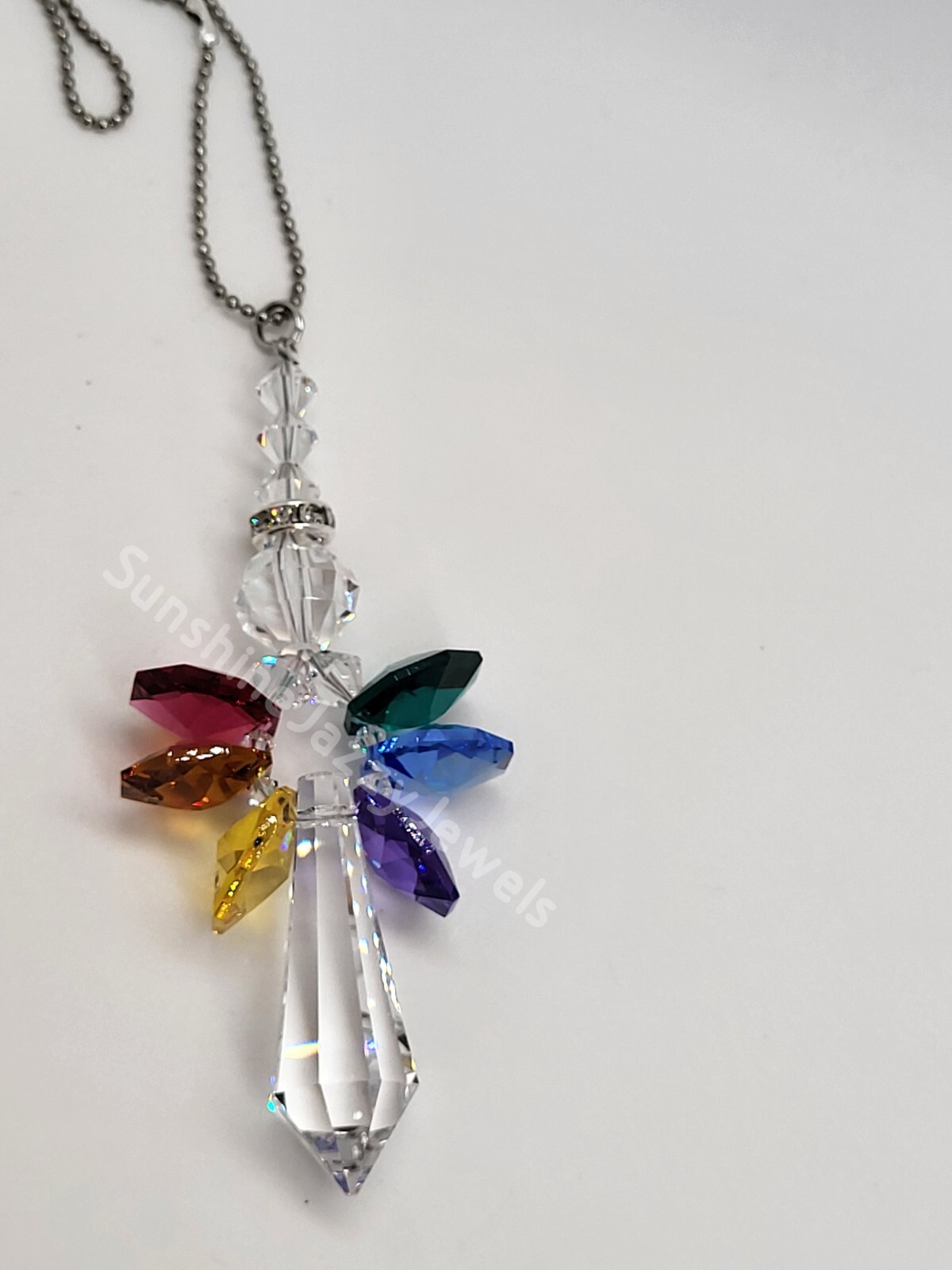 Handmade w/ Swarovski Crystal Rainbow Angel Suncatcher/ Prism/ Ornament ...