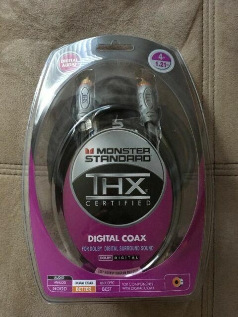 (1) Monster THX I100dcx Standard Digital RCA Coax Audio Cable 8ft Gold ...