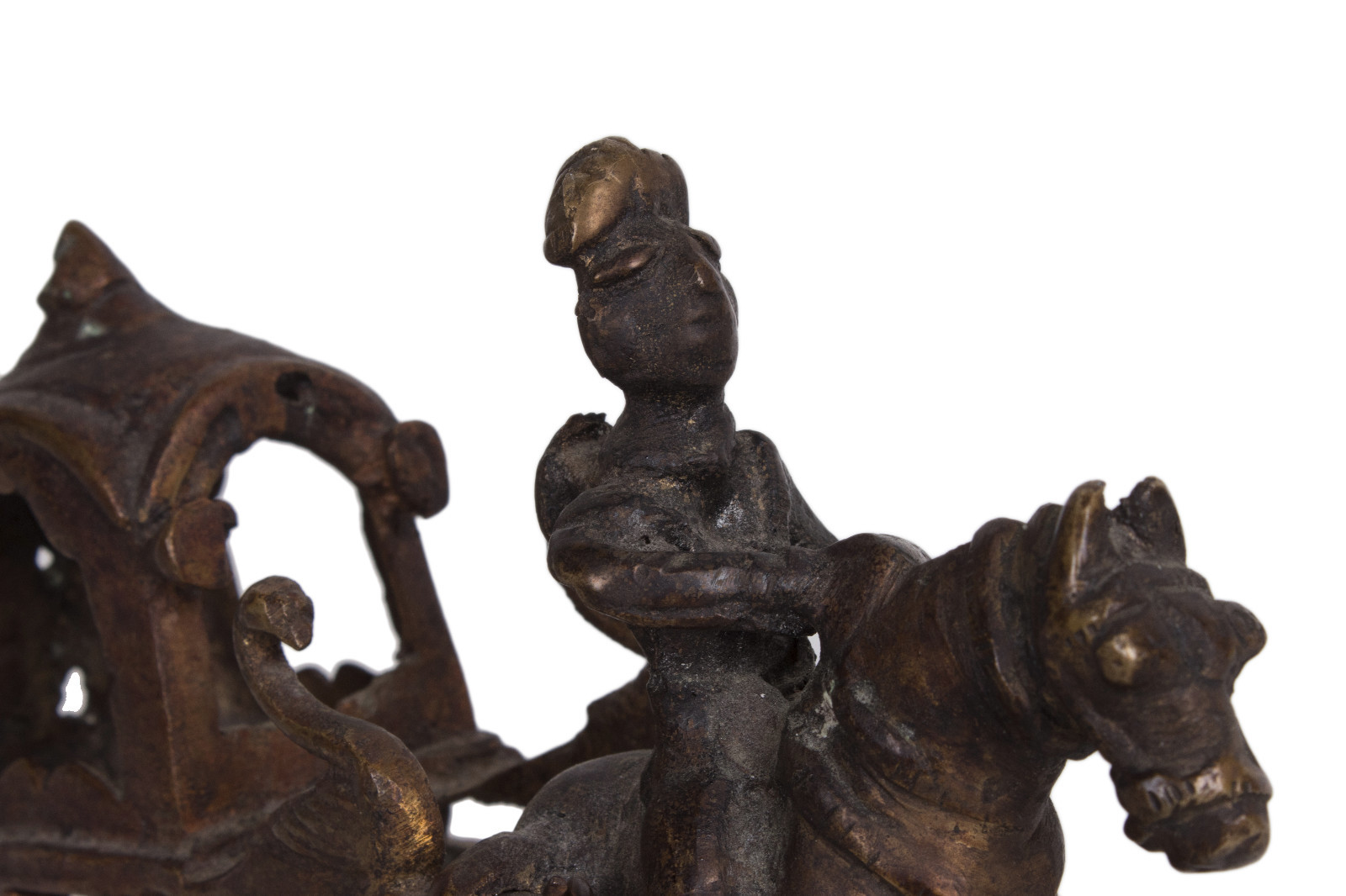 Indien 19. Jh. Bronze Spielzeug Pferd & Wagen Bronze Toy Horse ...