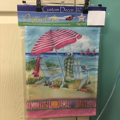 New Custom Decor, Inc “Coastal Escape” Garden Flag with Beach Scene | eBay