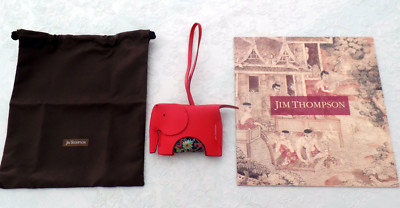 New Jim Thompson Silk Shopping Bag Red Leather Elephant Carrier ...