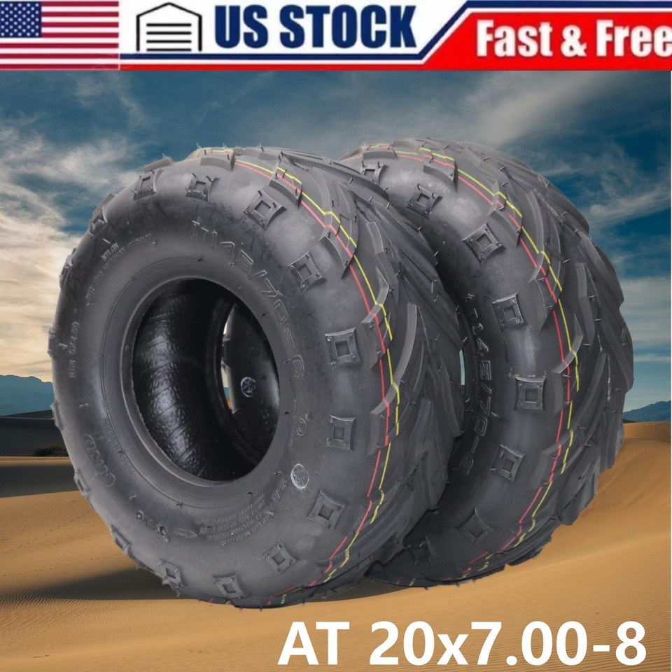 2 Pack 20x7.00-8 ATV/UTV Tires All Terrain AT 4 Ply Tubeless 20x7-8 ...