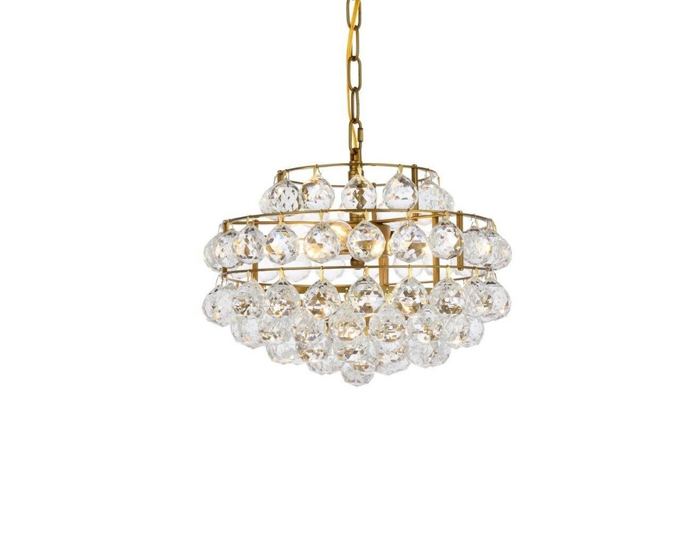 Chandelier Crystal Balls Pendant Light Fixture Brass Color Dining Room ...