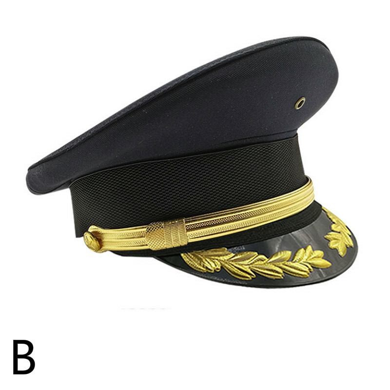 Army Officer Hat Captain Cap Black Soldier General Visor Hat Fancy ...