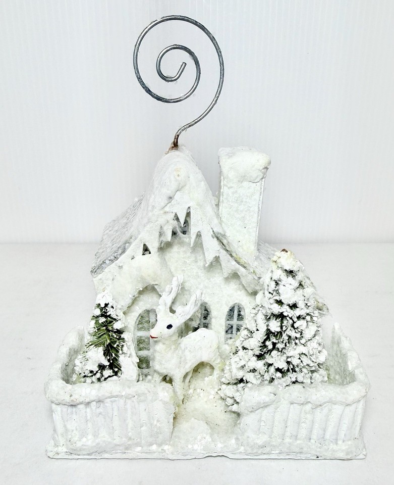 Bethany Lowe 4" Wintery White Cape Cod Putz House Deer Christmas ...