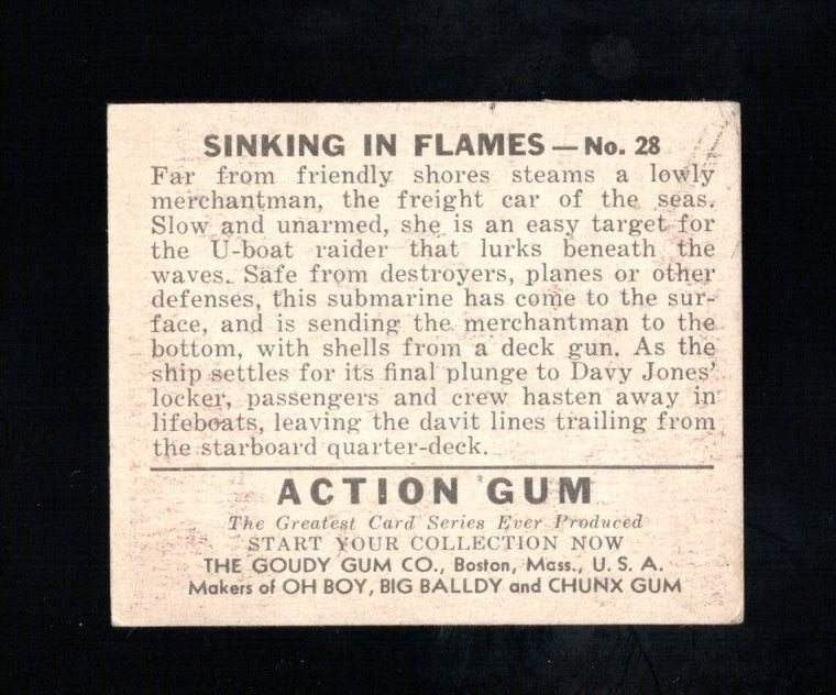 1938 GOUDEY ACTION GUM R1 SINKING IN FLAMES #28 | eBay