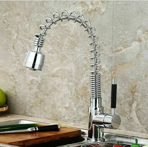 360°Mixer Kitchen Tap Swivel Pull Out Spray Taps Sink Mixing Spring ...