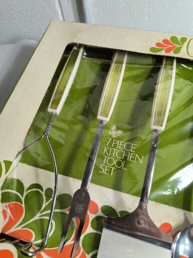 Ecko Caprice Kitchen Utensil Set Vintage NOS Green Handle Mid Century W ...