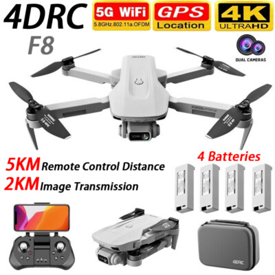 4DRC F8 GPS Drone 5G WIFI FPV 4K HD Dual Camera Smart Follow Foldable ...