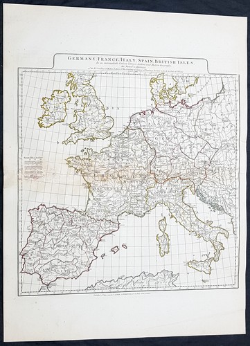 1794 Laurie & Whittle Large Antique Map Western Europe Italy, Spain ...