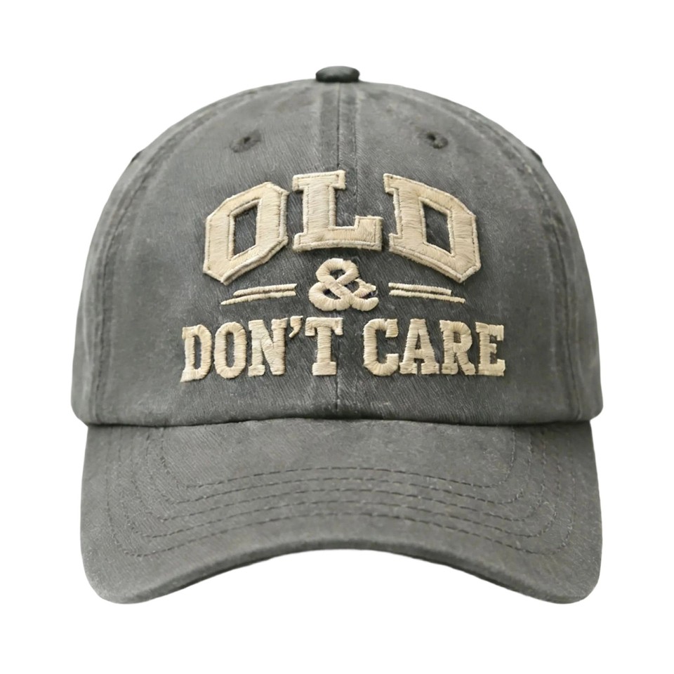 Vintage Washed Cotton Dad Hat - "OLD & DON'T CARE" 3D Embroidery ...