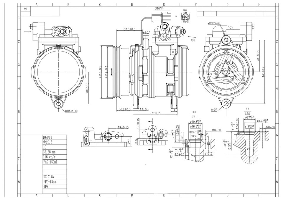 AIR CONDITIONING AC COMPRESSOR FOR FORD B-MAX FIESTA TRANSIT COURIER 1. ...