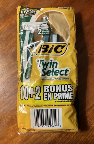 Bic Twin Select Sensitive Skin Disposable Shavers Razors for Men 12 ...