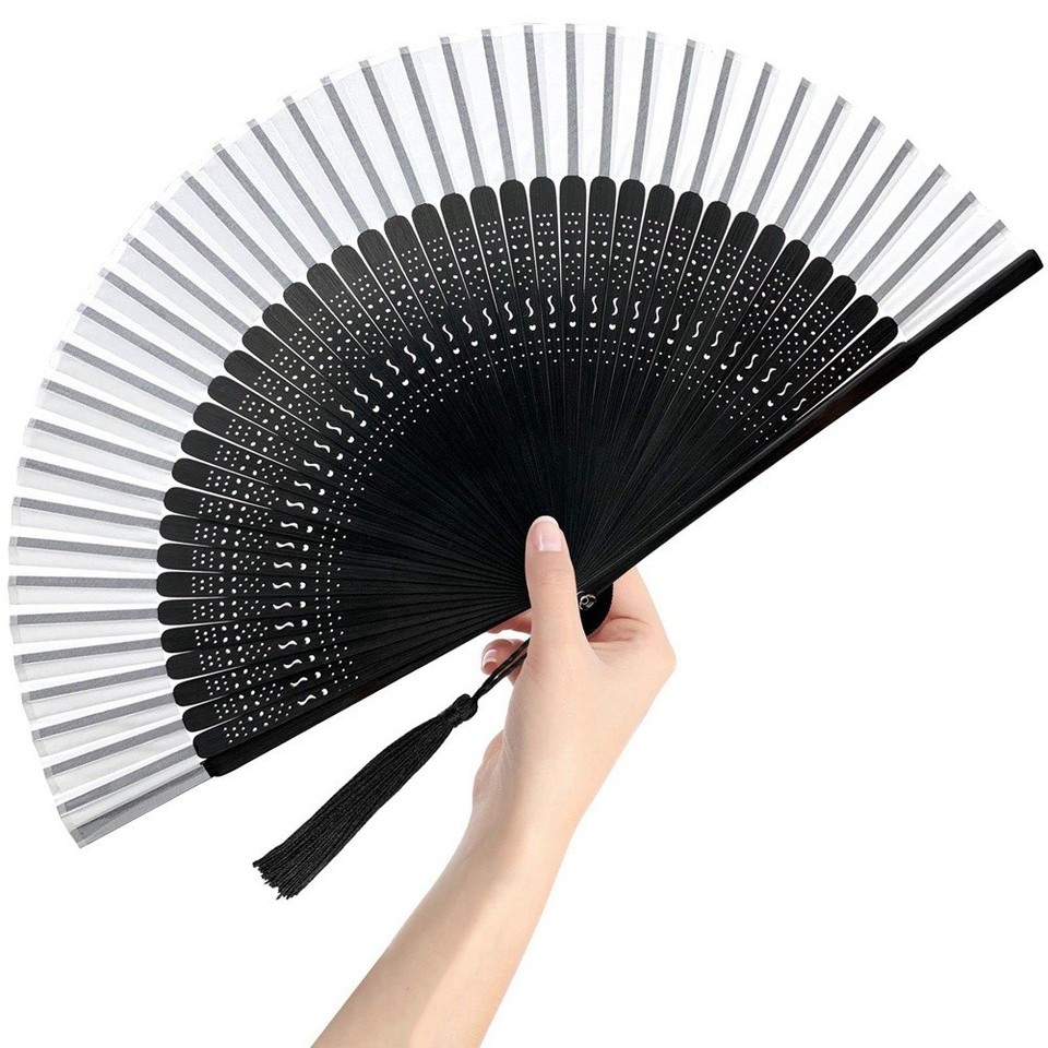 Hand Fan for Women Foldable - Folding Vintage Bamboo Silk Fan - Perfect ...