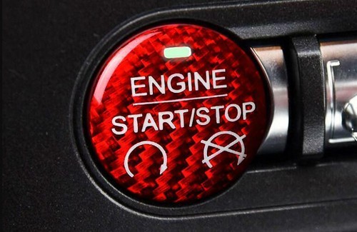 Red Carbon Fiber One-Click Startup Frame Cover For Ford Mustang Shelby ...