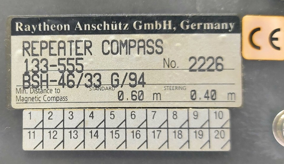 Raytheon Anschutz 133-555 Repeater Compass 2226 Germany Gray | eBay