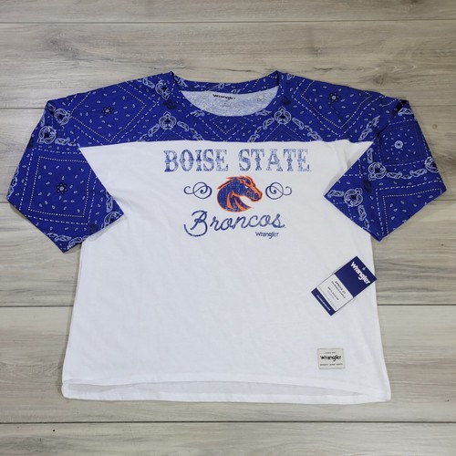 Boise State Broncos T-Shirt Women's Medium Blue Bandana 3/4 Sleeve New ...