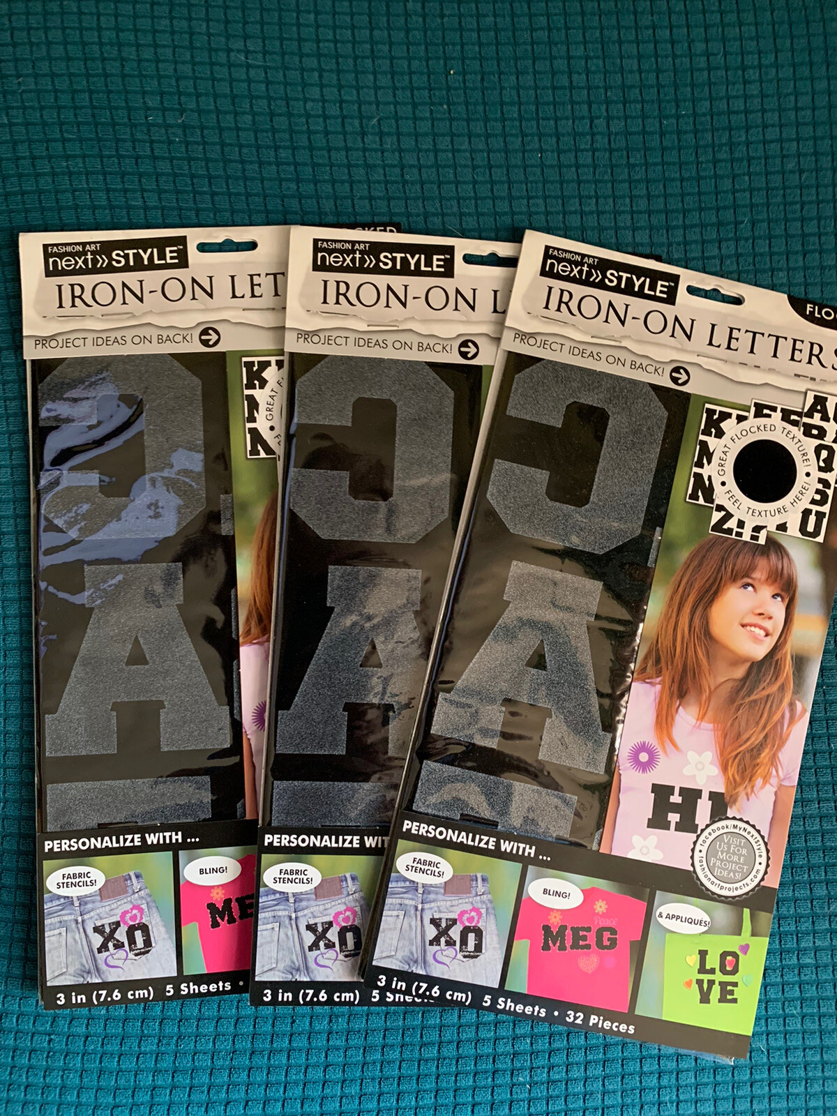 Next Style Iron On Letters Black Flocked Texture 5 Sheets 32 Pieces Ea ...