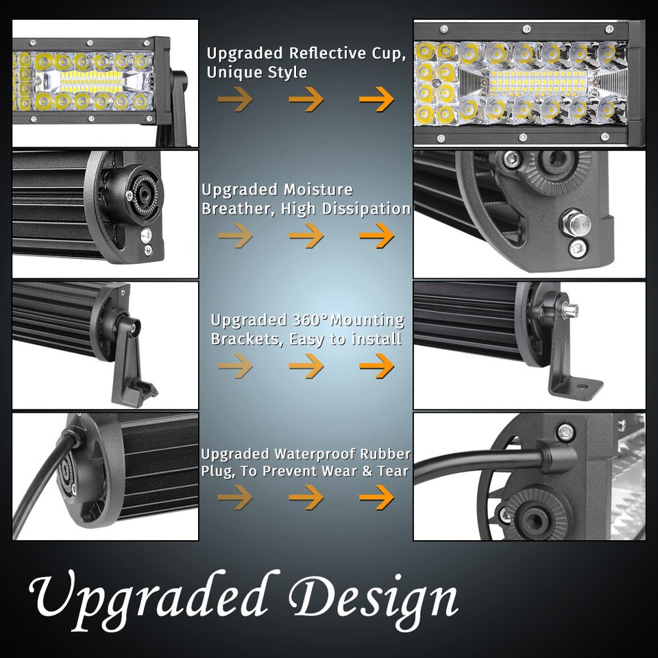 20"30''40"50" Inch Quad-row LED Work Light Bar Combo Offroad Driving ...