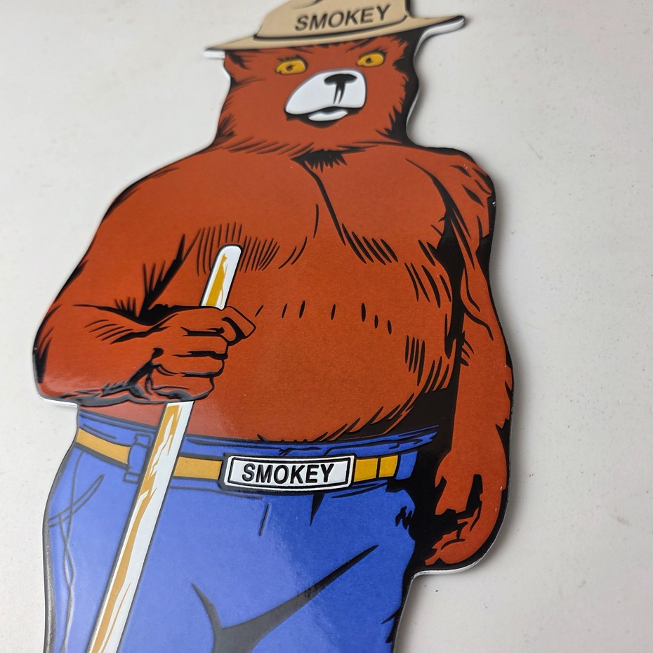 Vintage Smokey the Bear Sign - Warning Shovel Fight Fire Porcelain Gas ...