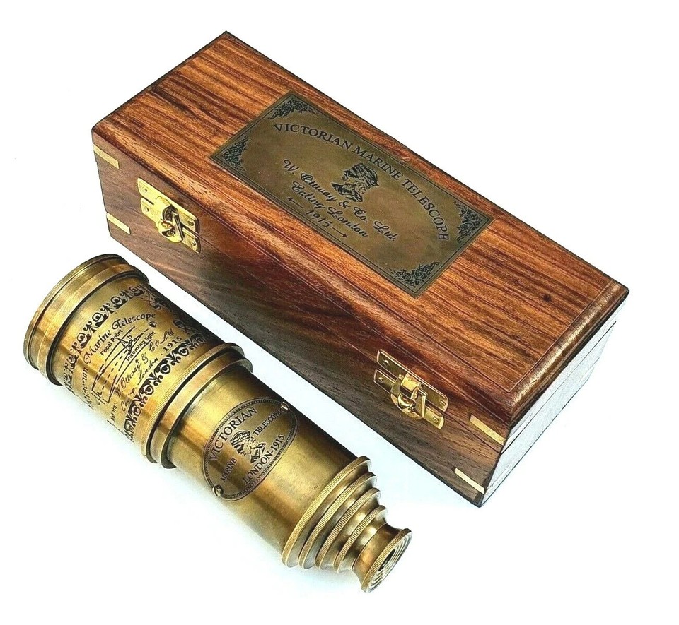 Marine Telescope Nautical Antique Solid Brass Pirate Spyglass 20 ...