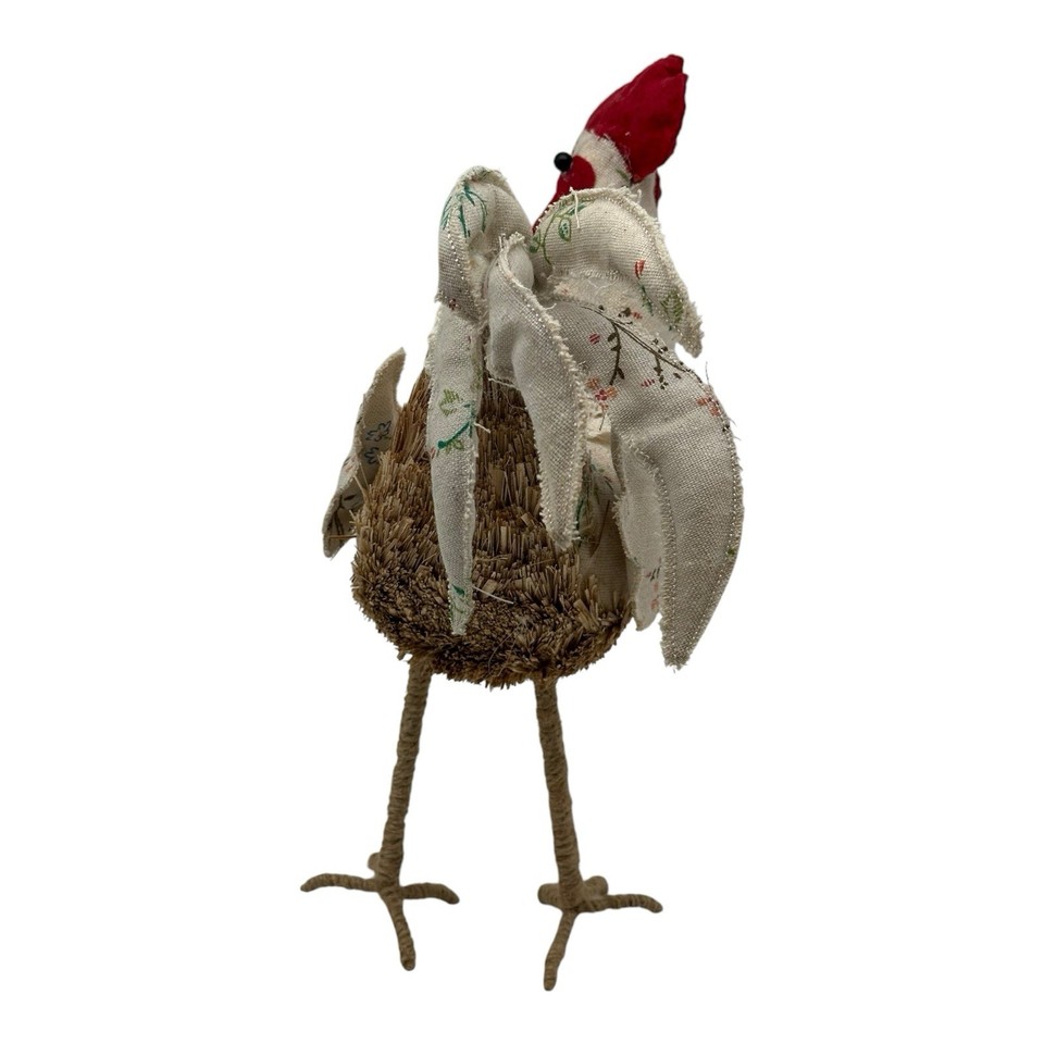 Sisal Straw Chicken Rooster Spring Floral Easter Decor Farmhouse Linen ...