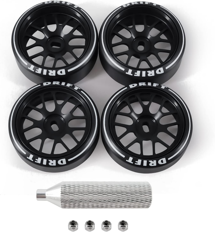 4 Pcs 14 Spoke Rc Drift Wheels & Logo Drift Tires for 1/24 1/28 Wltoys ...